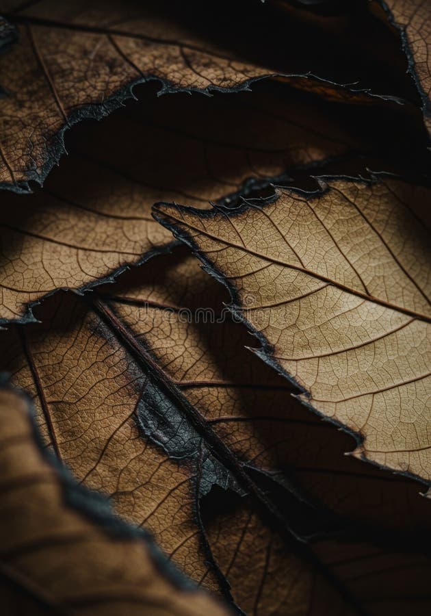 Close Up of Brown Dried Leaves with Burnt Edges Stock Illustration ...