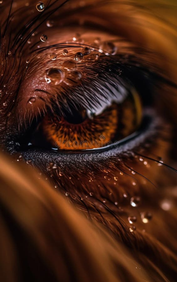 A Close Up of a Brown Eye with Water Droplets on it S Iris and the Iris ...