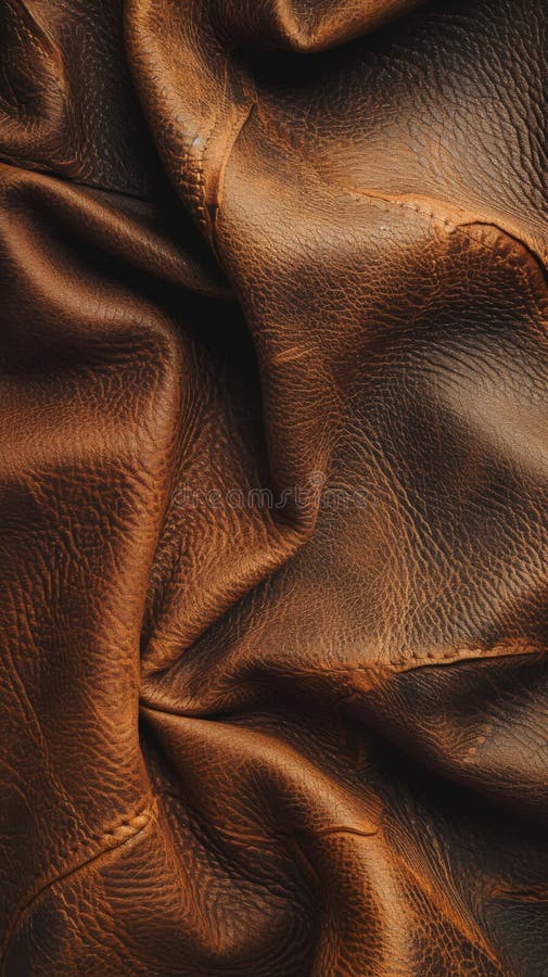 Close-up of Brown Leather Fabric with Texture and Stitches Stock Image ...