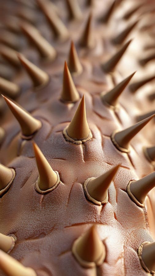 A Close Up of a Brown Leather Like Object with Many Spikes, AI Stock ...