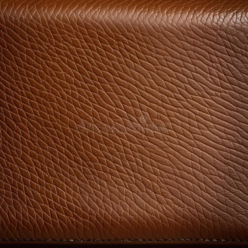 Close-up of Brown Leather with a Textured, Pebbled Surface and Visible ...