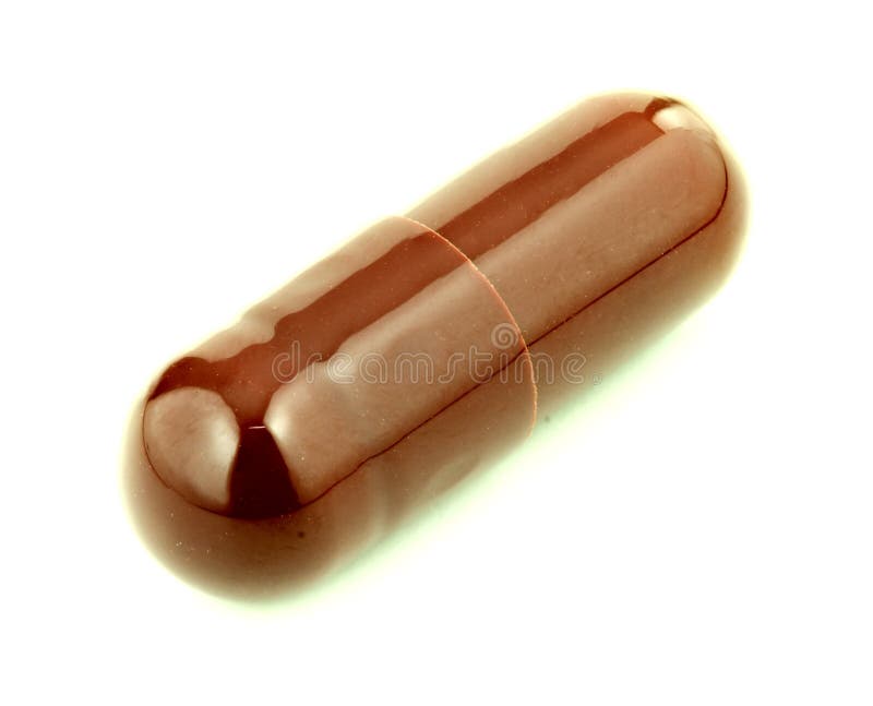 Brown Pill Macro Isolated Closeup Stock Image - Image of blisters ...