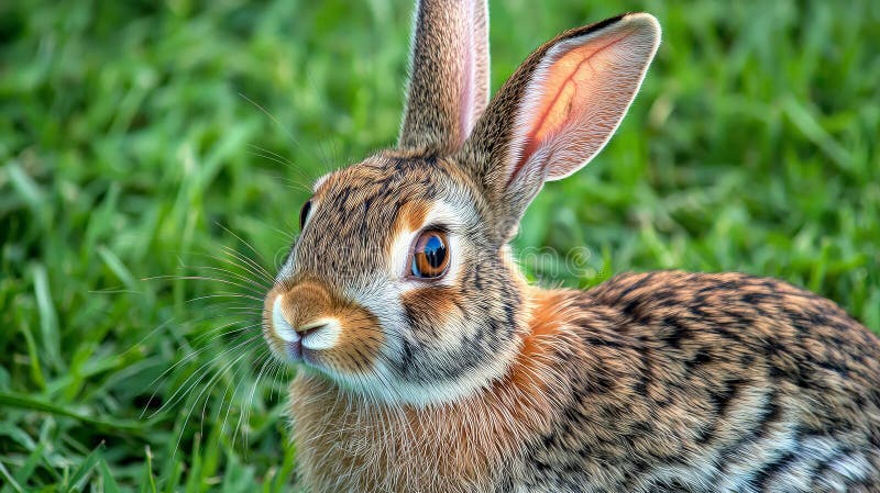 Close-up of a Brown Rabbit in Green Grass Stock Photo - Image of fauna ...