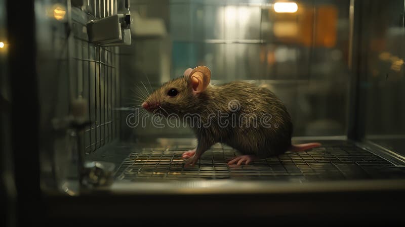 A Close-up of a Brown Rat Inside a Laboratory Cage, Showcasing Its ...