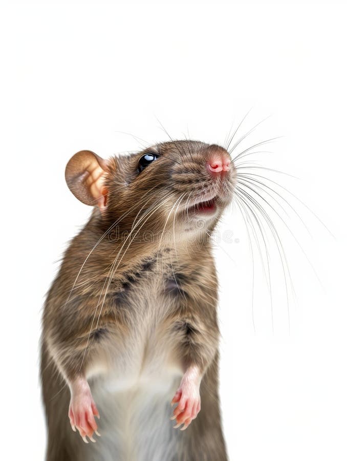 Adorable Brown Rat Looking Up Curious Expression White Background Stock ...