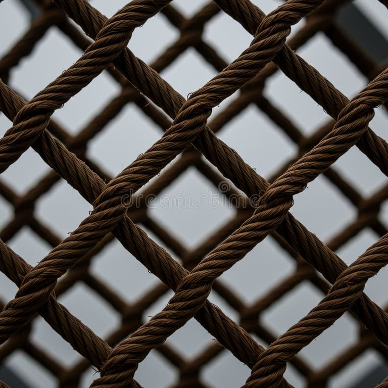 Close-up of a Brown Rope Net Forming a Diamond Pattern. the Ropes are ...