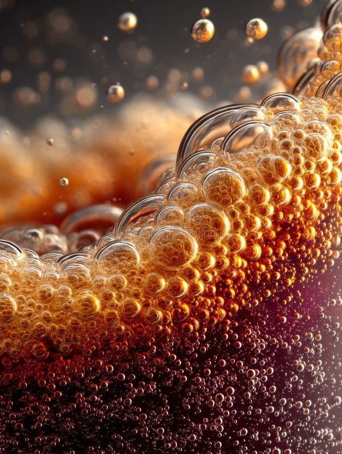 Close-up of Brown Sparkling Liquid with Bubbles Stock Illustration ...