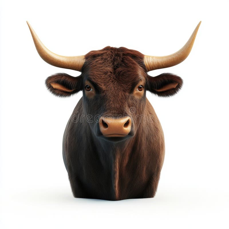 Powerful Brown Bull Head, Majestic Animal Portrait Stock Illustration ...