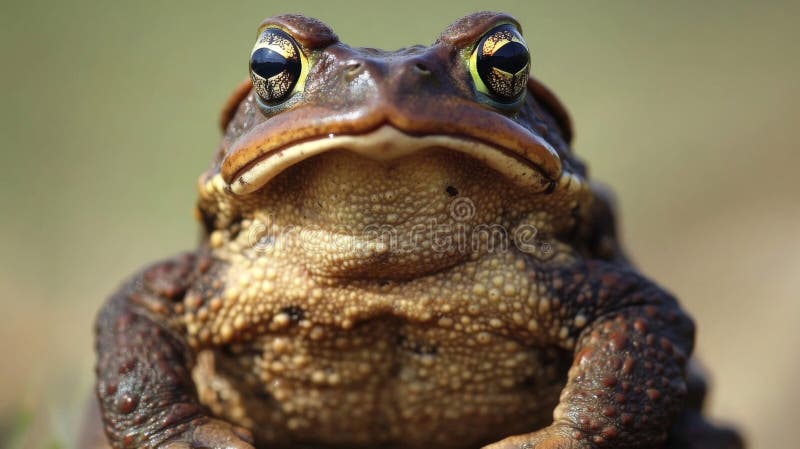 Close Up of Brown Toad with Green Eyes Stock Illustration ...