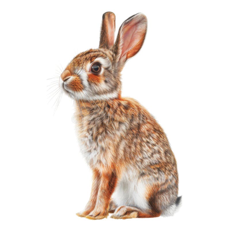 A Close-Up of a Brown and White Rabbit Sitting Stock Photo ...