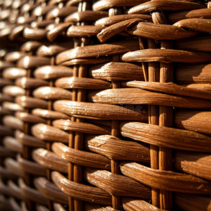 Close-Up of Brown Wicker Basket Weave Texture Stock Image - Image of ...