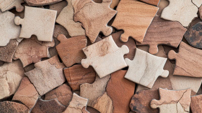 Close-up of Brown Wooden Puzzle Pieces in Random Arrangement Stock ...