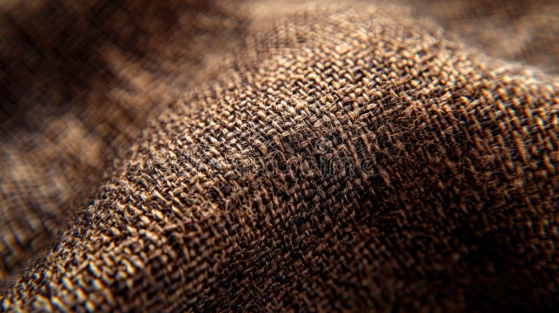 Close-up of Brown Woven Fabric Texture Showing Detailed Fiber Patterns ...