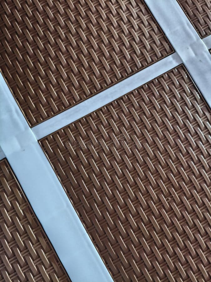 Close-Up of Brown Woven Rattan Ceiling with White Frame Design Stock ...