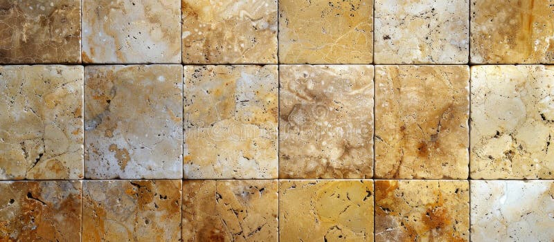 Close Up of Brown and Yellow Rectangular Tiles on a Wall Stock Image ...
