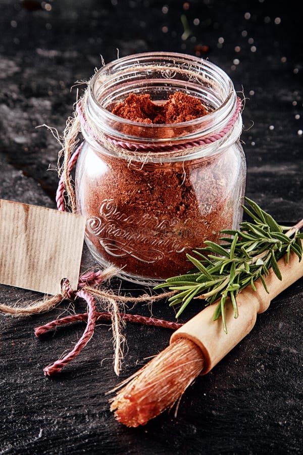 Close Up Brush and Cayenne Marinade Powder Stock Image - Image of herb ...