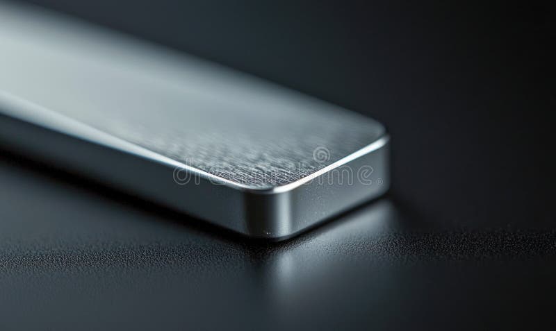 A Close-up of a Brushed Aluminum Rectangular Block Showcases Its ...