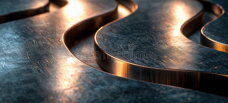 Close Up of Brushed Metal Surface with Swirling Patterns and Glowing ...