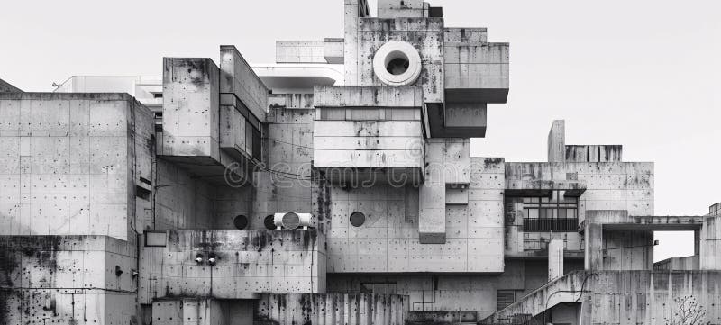 Monolithic Brutalist Architecture Detail Stock Image - Image of city ...