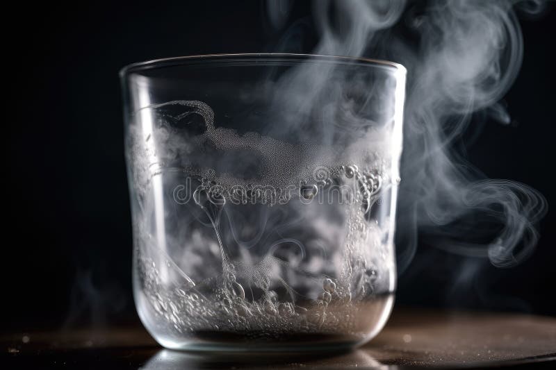 Close-up of Bubbling Beaker, with Steam Rising from the Liquid Inside ...