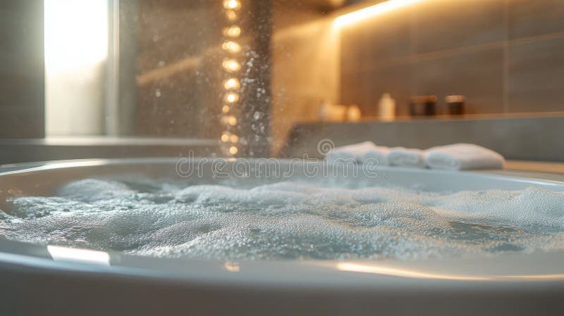 Close-up of a Bubbling Jacuzzi in a Modern Bathroom. Stock Image - Image of indoor, steam: 368050169