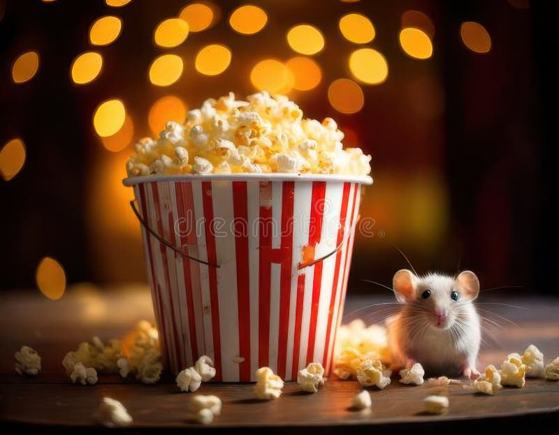 Close Up Bucket with Popcorn and Mouse Stock Illustration ...