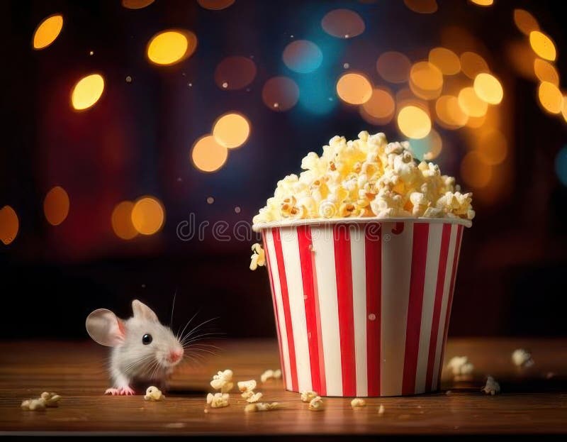 Close Up Bucket with Popcorn and Mouse Stock Illustration ...