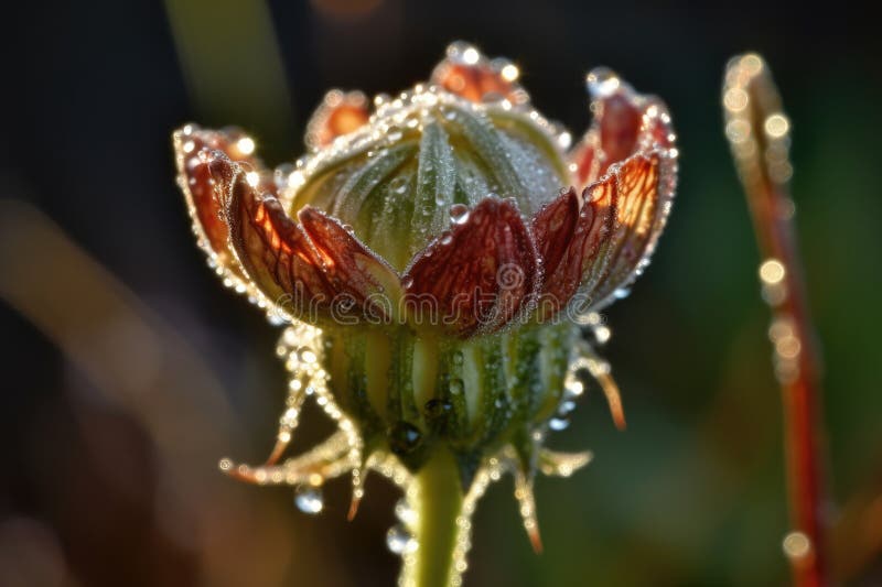Close-up of Budding Flower Bud, with Visible Petals and Leaves Stock ...