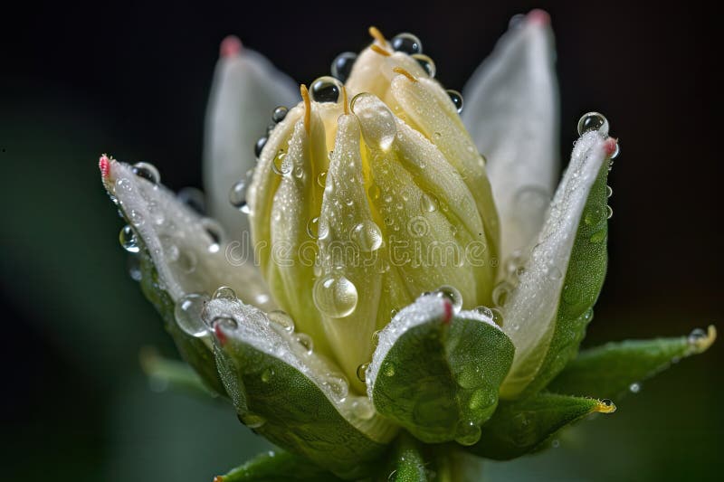 Close-up of Budding Flower Bud, with Visible Petals and Leaves Stock ...