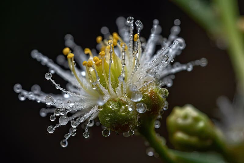 Close-up of Budding Flower, with Dewdrop on Its Petals Stock Photo ...