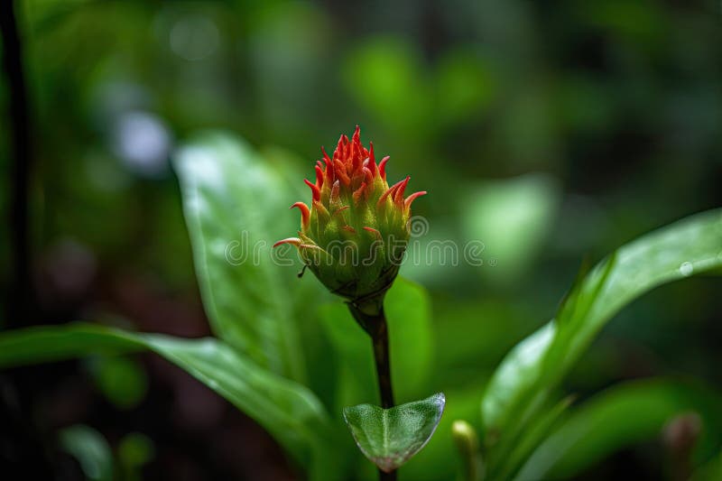 Close-up of Budding Flower, Surrounded by Lush Greenery Stock ...