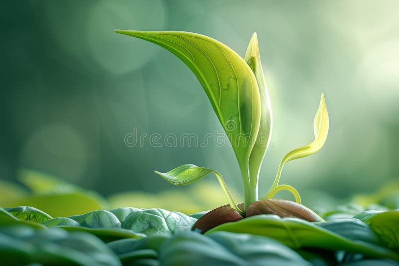 Close-up of a Budding Plant with Fresh Green Leaves in Natural Light ...