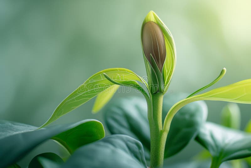 Close-up of a Budding Plant with Fresh Green Leaves in Natural Sunlight Stock Photo - Image of ...