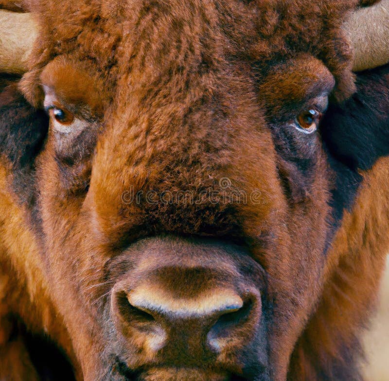 Close Up of Buffalo on Field, Created Using Generative Ai Technology ...