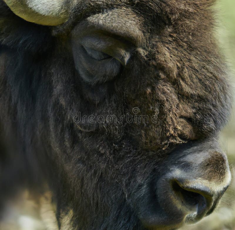 Close Up of Buffalo on Field, Created Using Generative Ai Technology ...