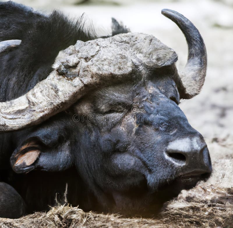 Close Up of Buffalo on Field, Created Using Generative Ai Technology ...