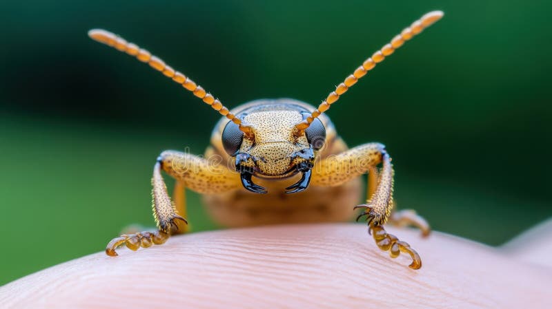 A Close Up of a Bug on the Finger of Someone, AI Stock Image - Image of ...