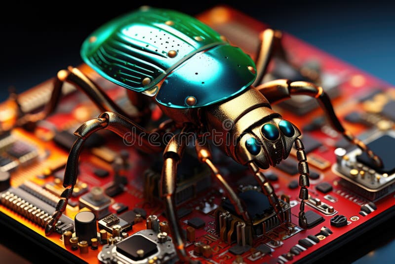 A Close Up of a Bug on a Motherboard Stock Illustration - Illustration ...