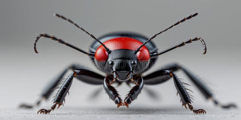 A Close Up of a Bug with a Red Face and a Red Face. Stock Image - Image ...