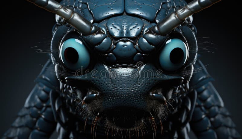 A Close Up of a Bug S Face with Blue Eyes. Generative AI Image. Stock ...
