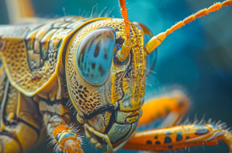 Close Up of a Bug S Head with a Blue Eye Stock Image - Image of macro ...