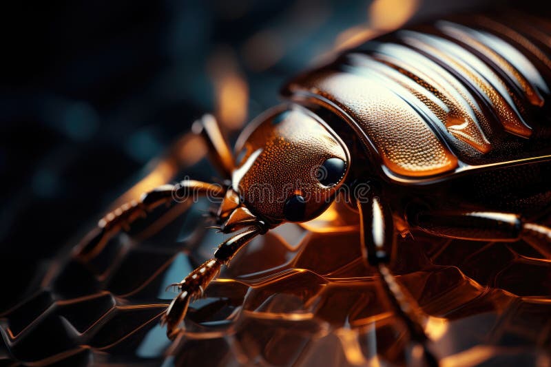 A Close Up of a Bug on a Shiny Surface with a Blurry Background ...