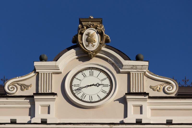 Close Up of Building with a Clock Stock Photo - Image of environment ...
