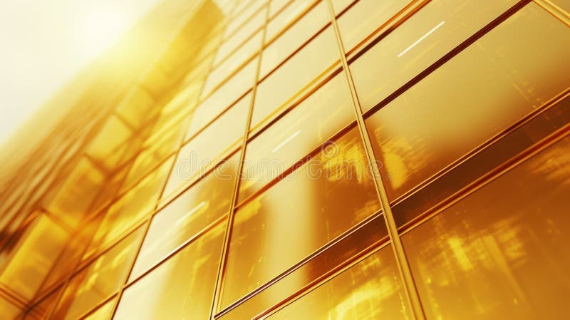 A Close Up of a Building with Gold Windows and Glass, AI Stock Image ...