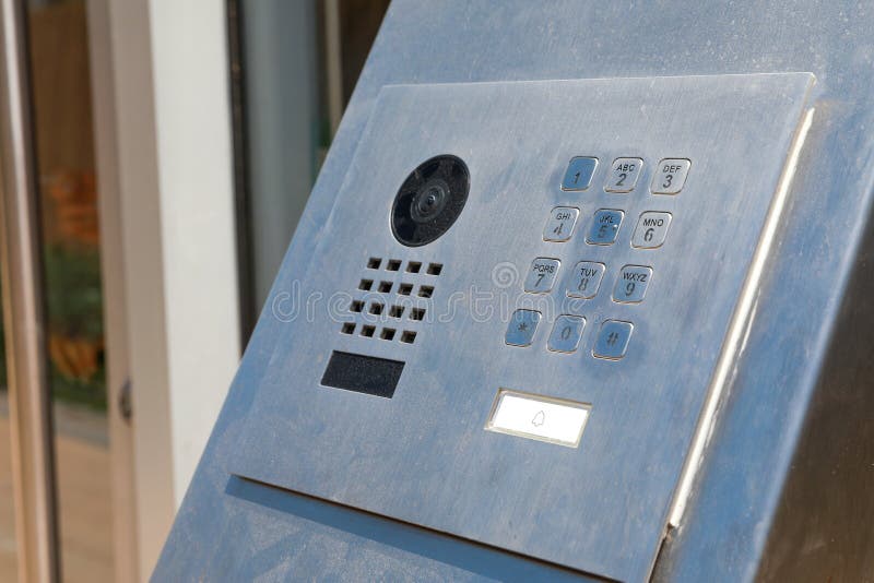 Modern Intercom Access To Building, Close-up of Building Intercom ...