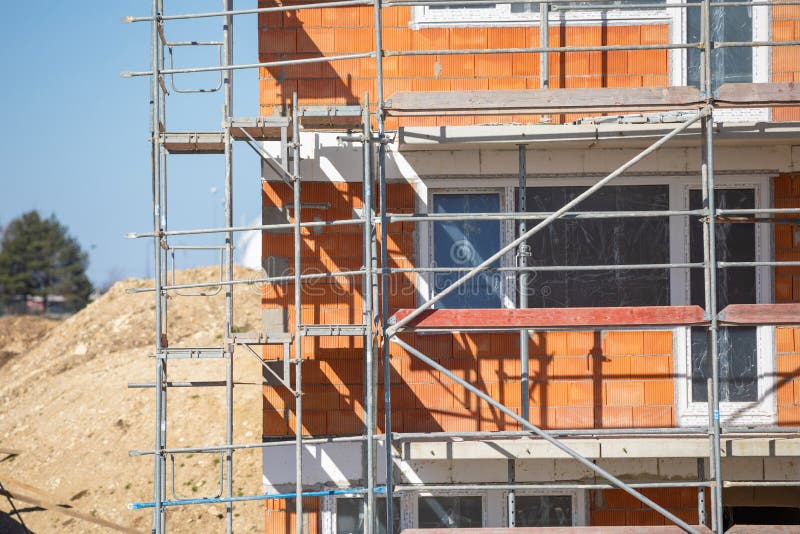 Close-up of Building on Construction Site Stock Image - Image of work ...