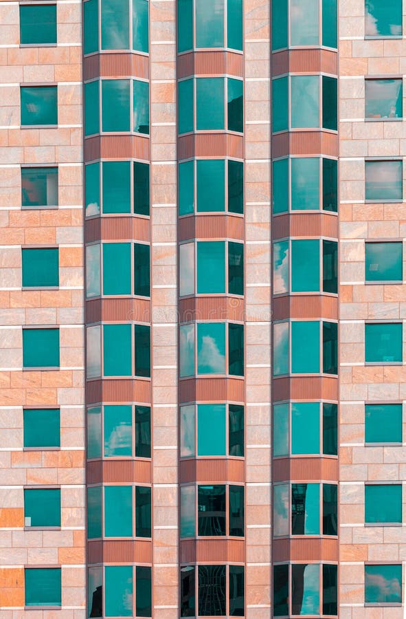 Close Up of Skyscraper with Buildings Reflecting in the Windows Stock ...