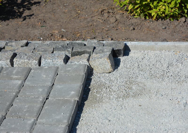Close Up on Building Stone Pathway Construction Outdoor Stock Image ...