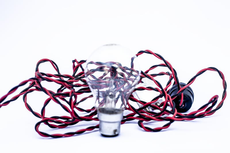 Close Up of Bulb with Holder and Red Black Color Wire with it Isolated ...