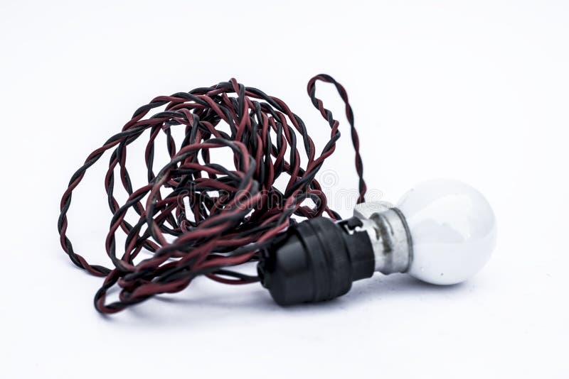 Close Up of Bulb with Holder and Red Black Color Wire with it Isolated ...